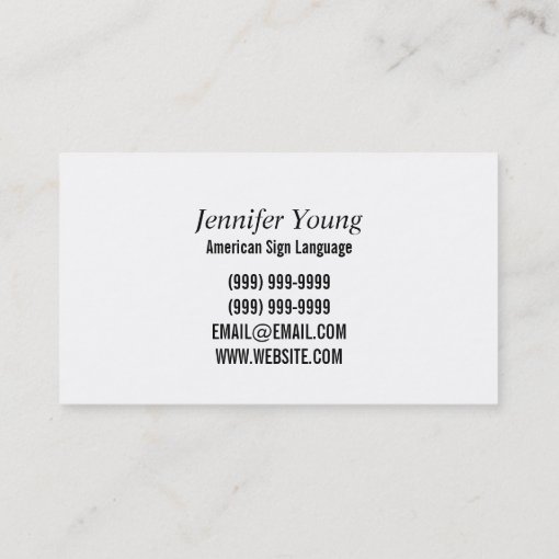 ASL, Sign Language Business Card | Zazzle