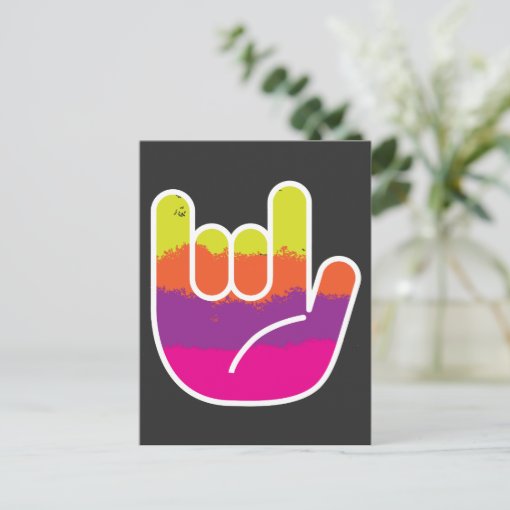 ASL Sign Language I Love You Tie Dye Postcard | Zazzle