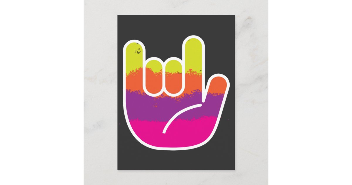 ASL Sign Language I Love You Tie Dye Postcard | Zazzle