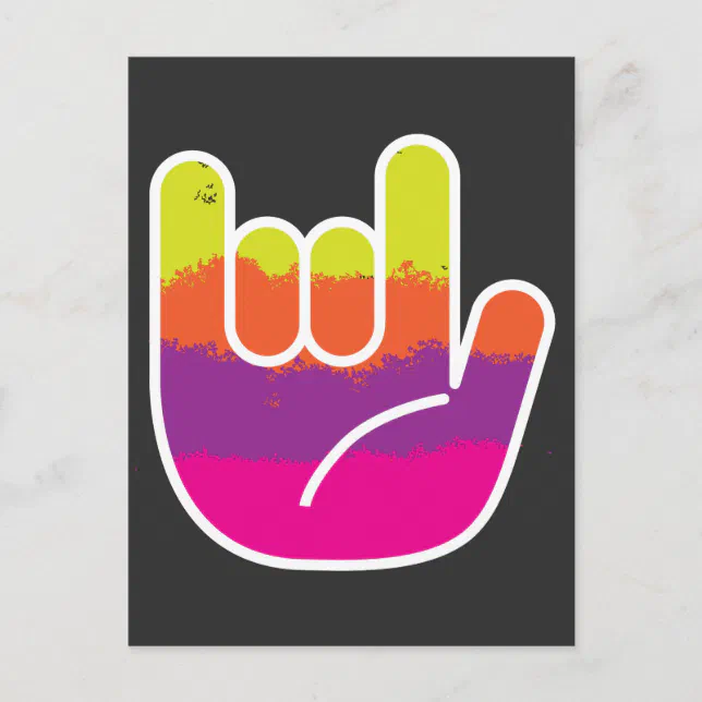 ASL Sign Language I Love You Tie Dye Postcard | Zazzle