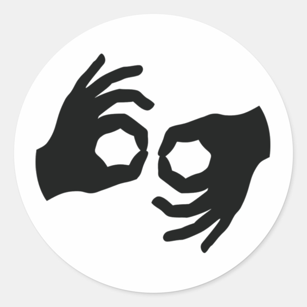 ASL Sign Language Interpreter Hand Symbol Sticker | Zazzle