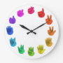 ASL Sign language rainbow color wheel light Large Clock | Zazzle