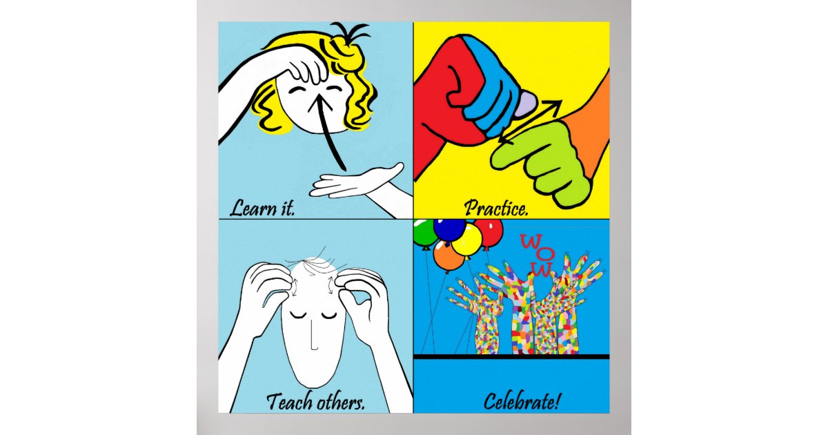 ASL Steps to Success Poster | Zazzle
