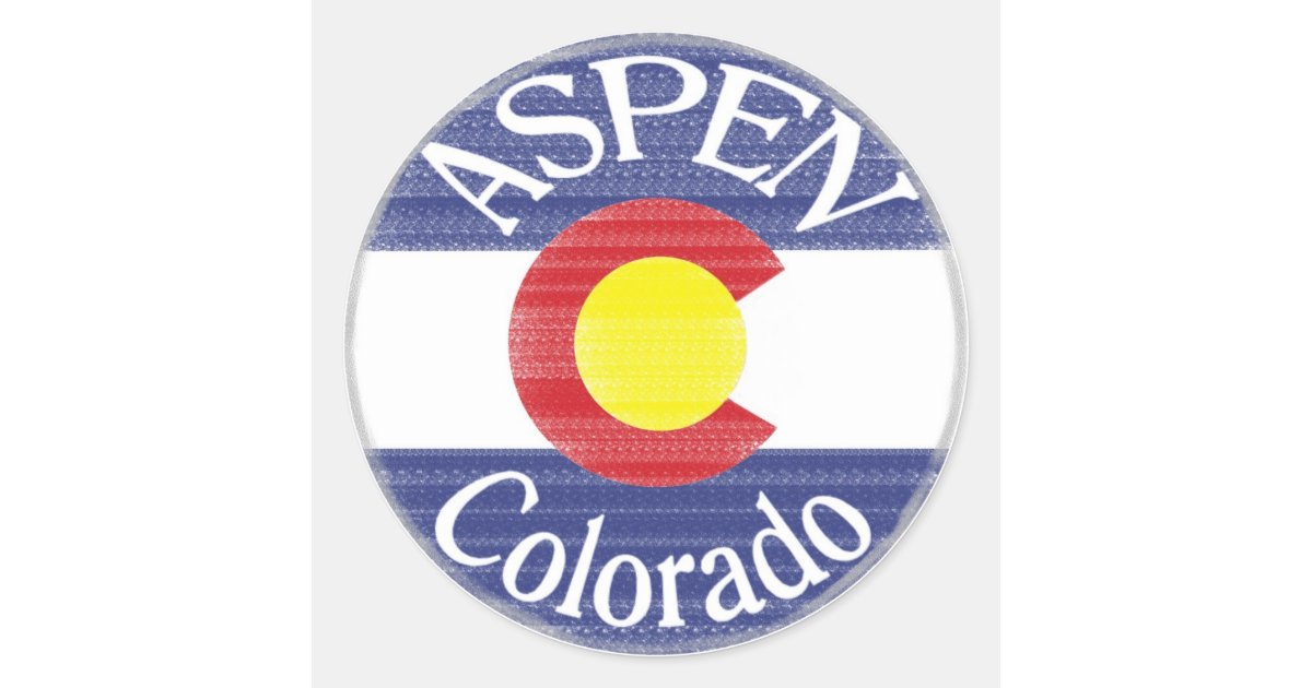 Aspen Colorado circle flag stickers | Zazzle