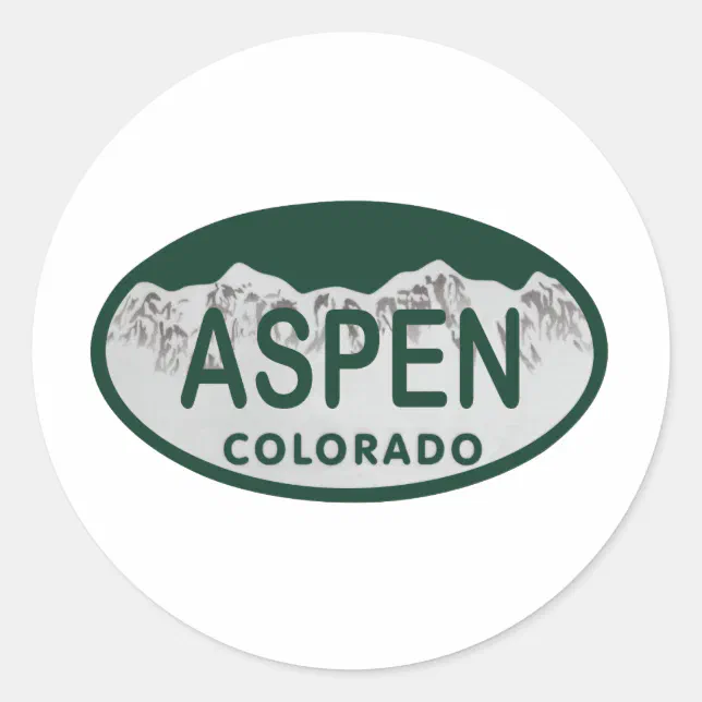 Aspen Colorado license plate Classic Round Sticker | Zazzle