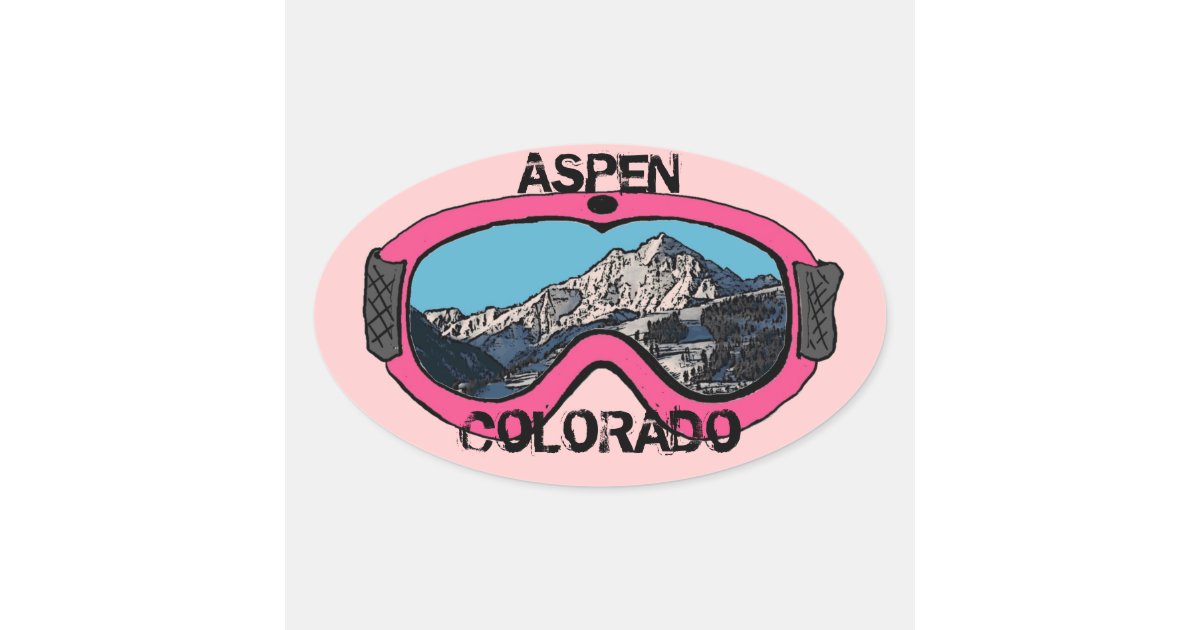 Aspen Colorado pink snow goggles stickers | Zazzle