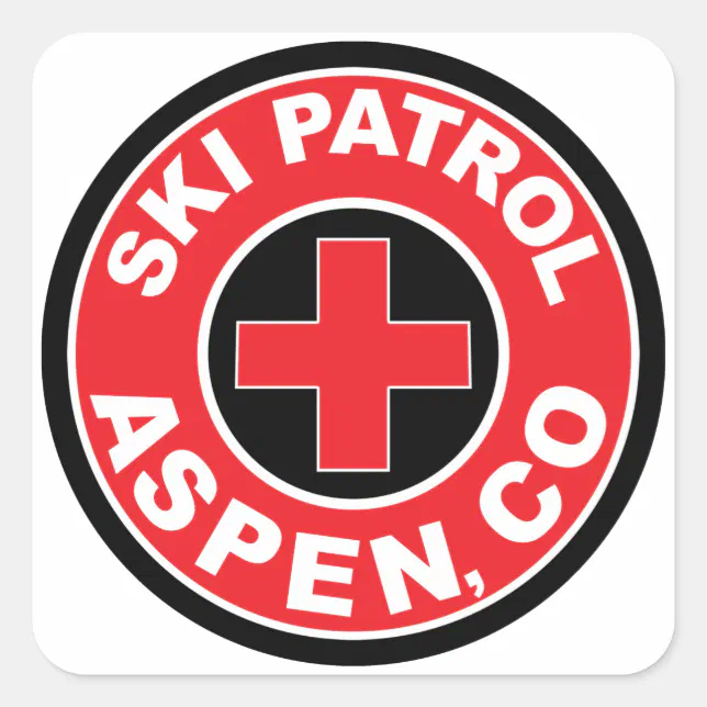 ASPEN COLORADO SKI PATROL MOUNTAINS SKIING LOGO SQUARE STICKER | Zazzle