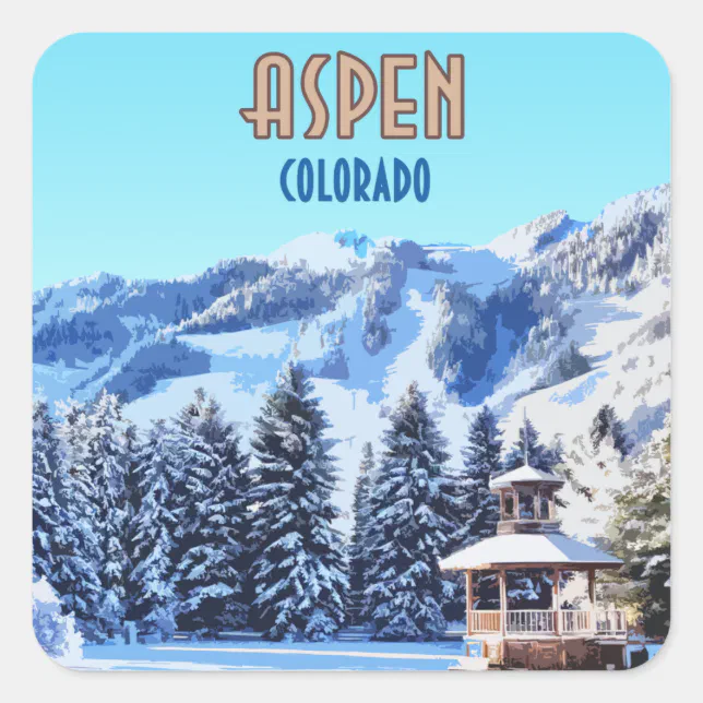Aspen Colorado Ski Resort Mountains Square Sticker | Zazzle