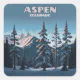 Aspen Colorado Trees Snow Mountains Retro Square Sticker | Zazzle