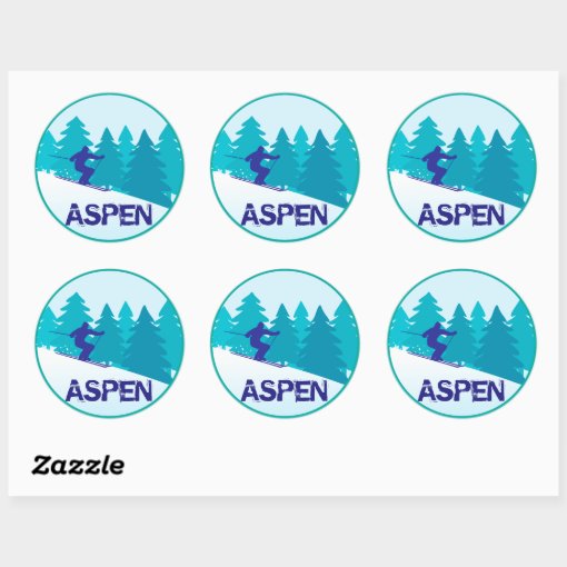 Aspen Ski Circle Classic Round Sticker | Zazzle