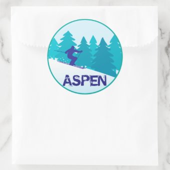 Aspen Ski Circle Classic Round Sticker | Zazzle