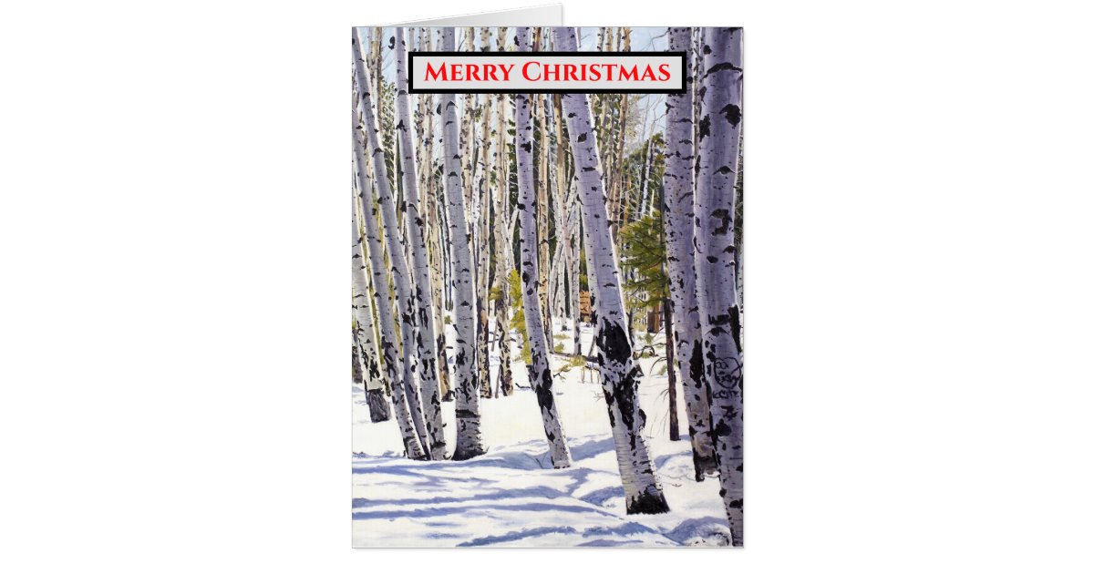 Aspen Tree Woodland Christmas Card | Zazzle