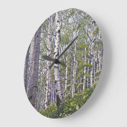 Aspen Tree Woodland Large Clock | Zazzle