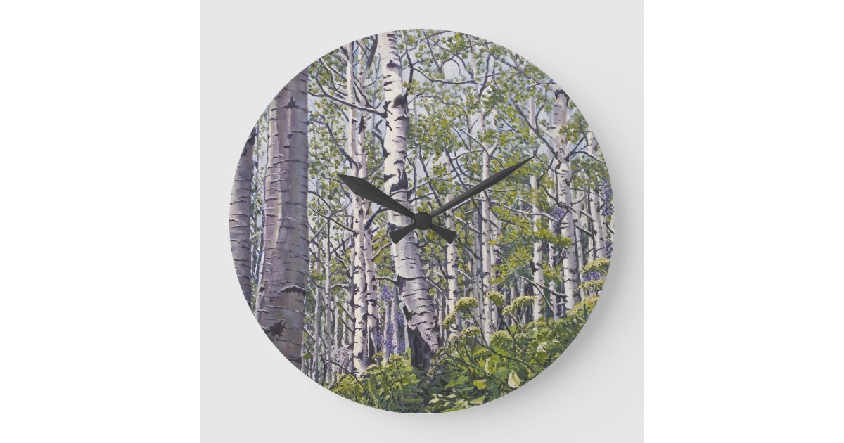 Aspen Tree Woodland Large Clock | Zazzle