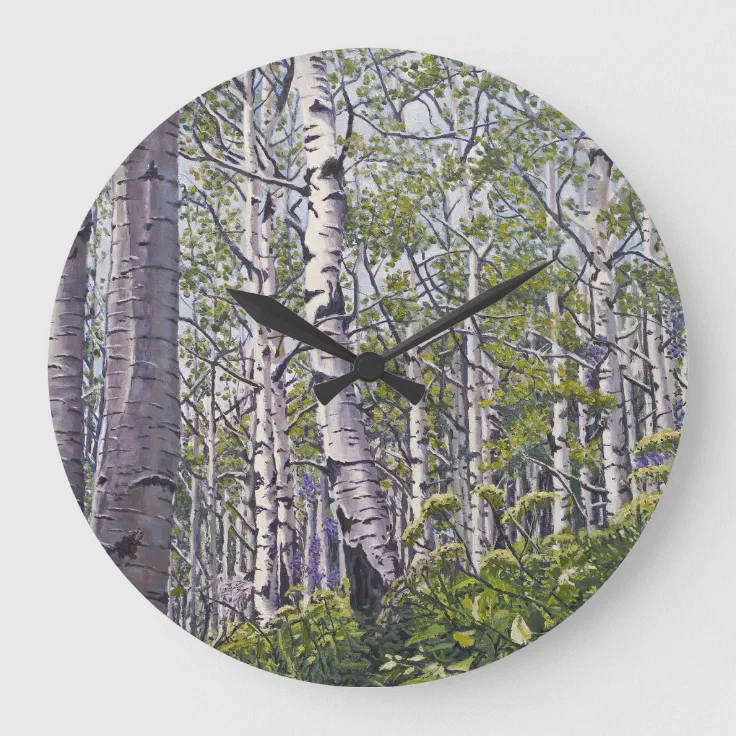 Aspen Tree Woodland Large Clock | Zazzle