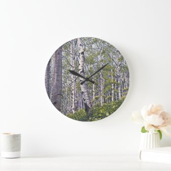 Aspen Tree Woodland Large Clock | Zazzle