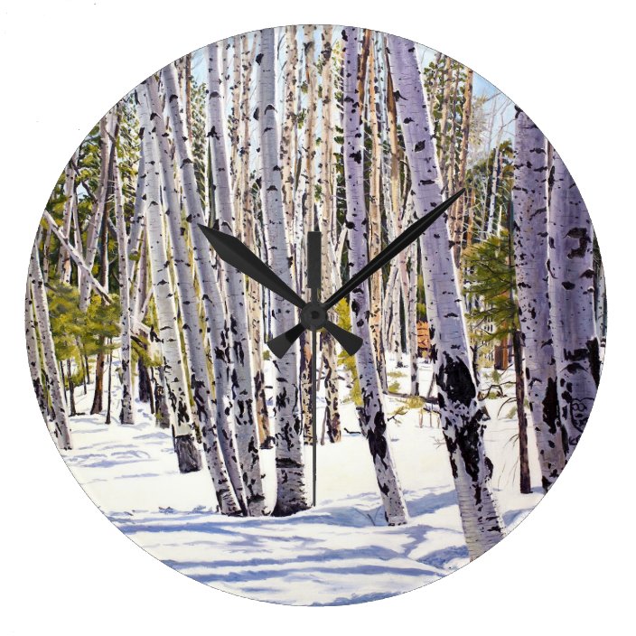 Aspen Trees in the Forest Large Clock | Zazzle.com