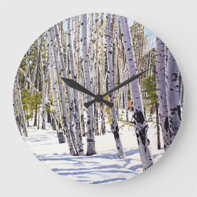 Aspen Trees in the Forest Large Clock | Zazzle