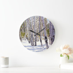 Aspen Trees in the Forest Large Clock | Zazzle