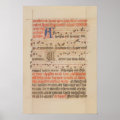Asperges me Gregoriant Chant Medieval Manuscript Poster | Zazzle