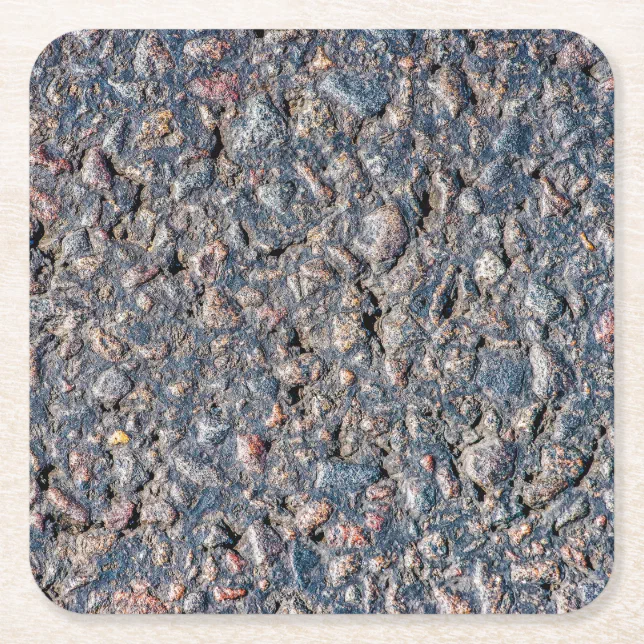 Asphalt and pebbles texture square paper coaster | Zazzle