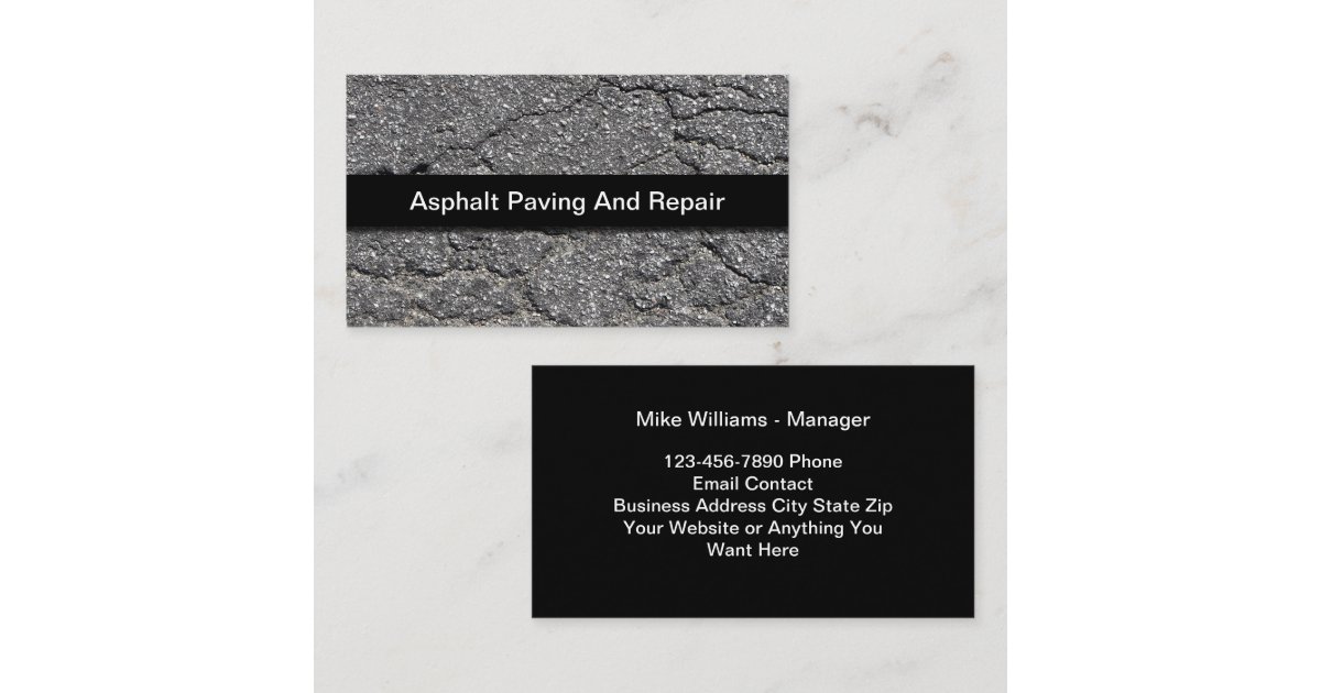 Asphalt Paving And Construction Business Cards | Zazzle