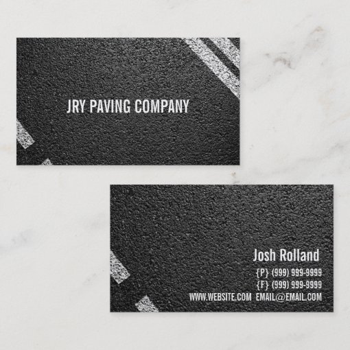 Asphalt, Paving, Construction, Roadwork Business Card | Zazzle