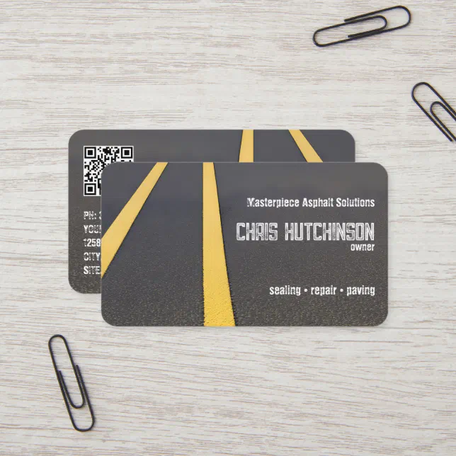 Asphalt Paving Custom QR Business Card | Zazzle