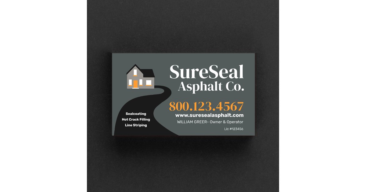 Asphalt Paving Repair - Driveway Sealing Business Card | Zazzle