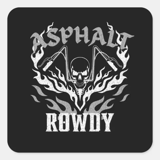 Asphalt Rowdy Motorcycle Biker Skull Tribal Flame Square Sticker | Zazzle