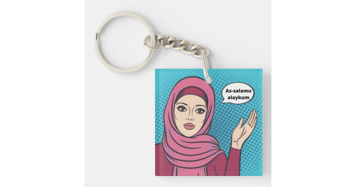 Assalamu Alaykum - Muslim Girl in Hijab Keychain | Zazzle