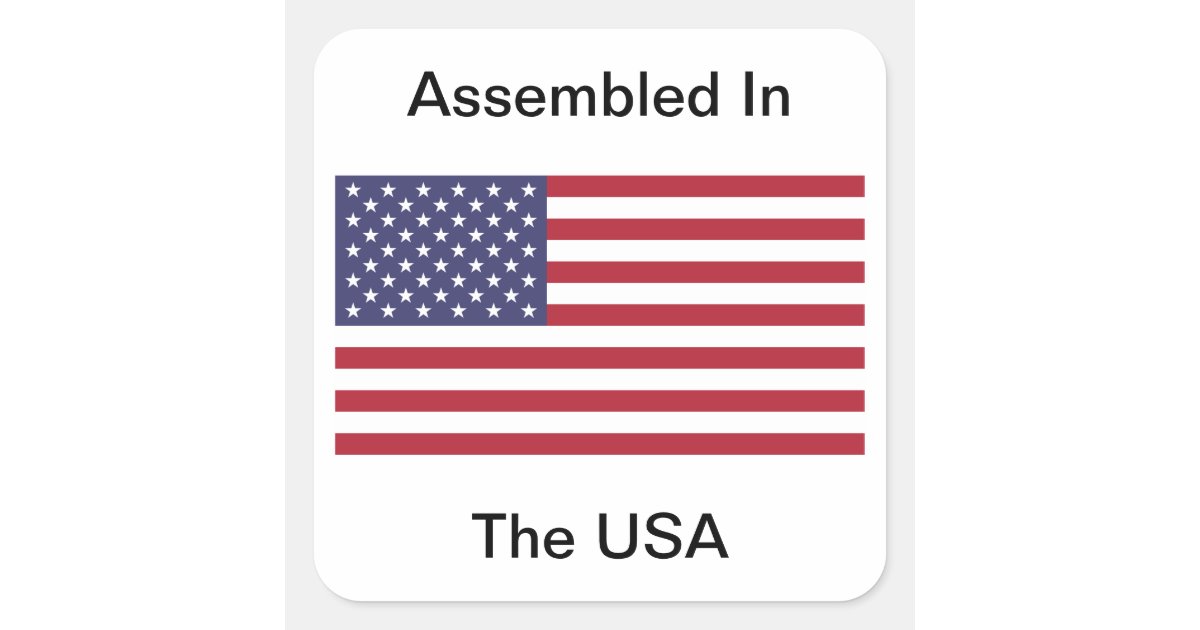 Assembled In The USA Square Sticker | Zazzle