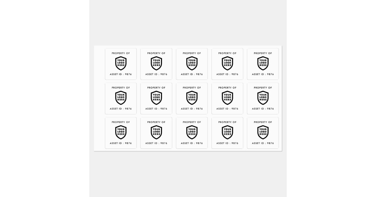 Asset ID Logo | Property of Company Business Labels | Zazzle