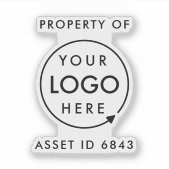 Asset ID Logo | Property of Company Business Sticker | Zazzle