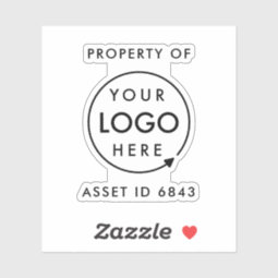Asset ID Logo | Property of Company Business Sticker | Zazzle