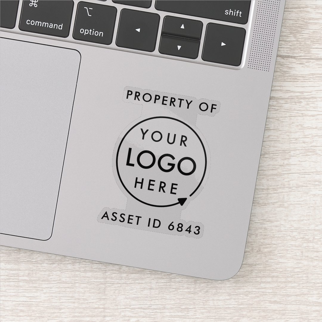 Asset ID Logo | Property of Company Business Sticker | Zazzle