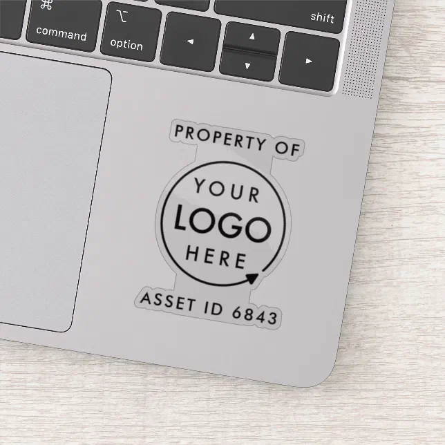Asset ID Logo | Property of Company Business Sticker | Zazzle