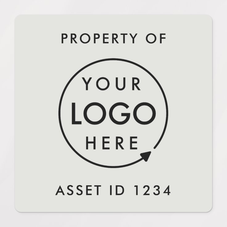 Asset ID Logo | Silver Gray Business Property of Labels | Zazzle