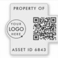 Asset ID Property of Company QR Code Business Logo Sticker | Zazzle