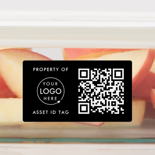 Asset ID Tag | QR Code Property of Business Black Labels | Zazzle