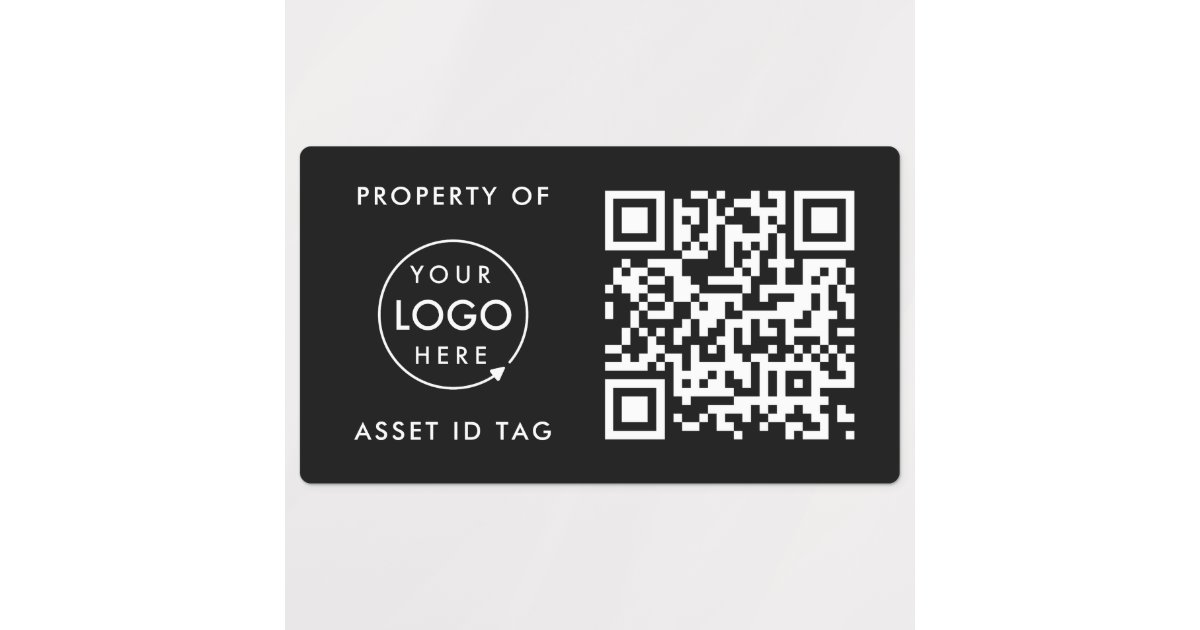 Asset ID Tag | QR Code Property of Business Black Labels | Zazzle