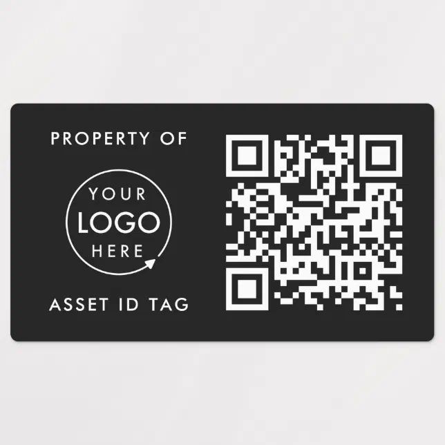 Asset ID Tag | QR Code Property of Business Black Labels | Zazzle