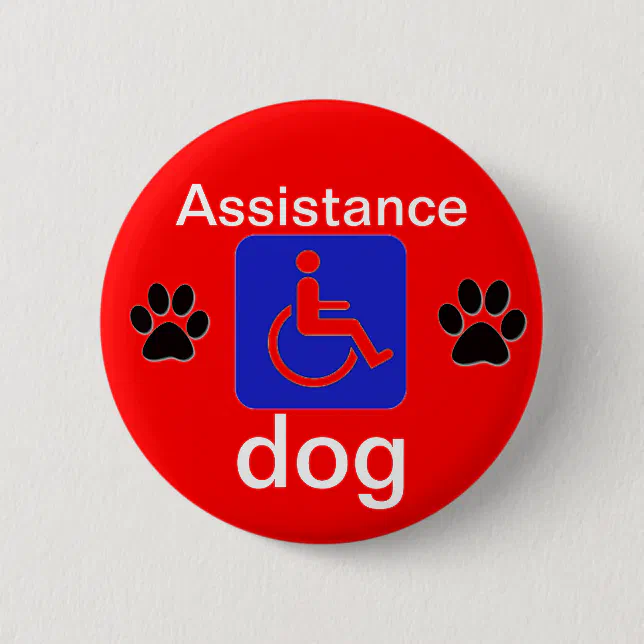 assistance dog disabled symbol with paws button | Zazzle
