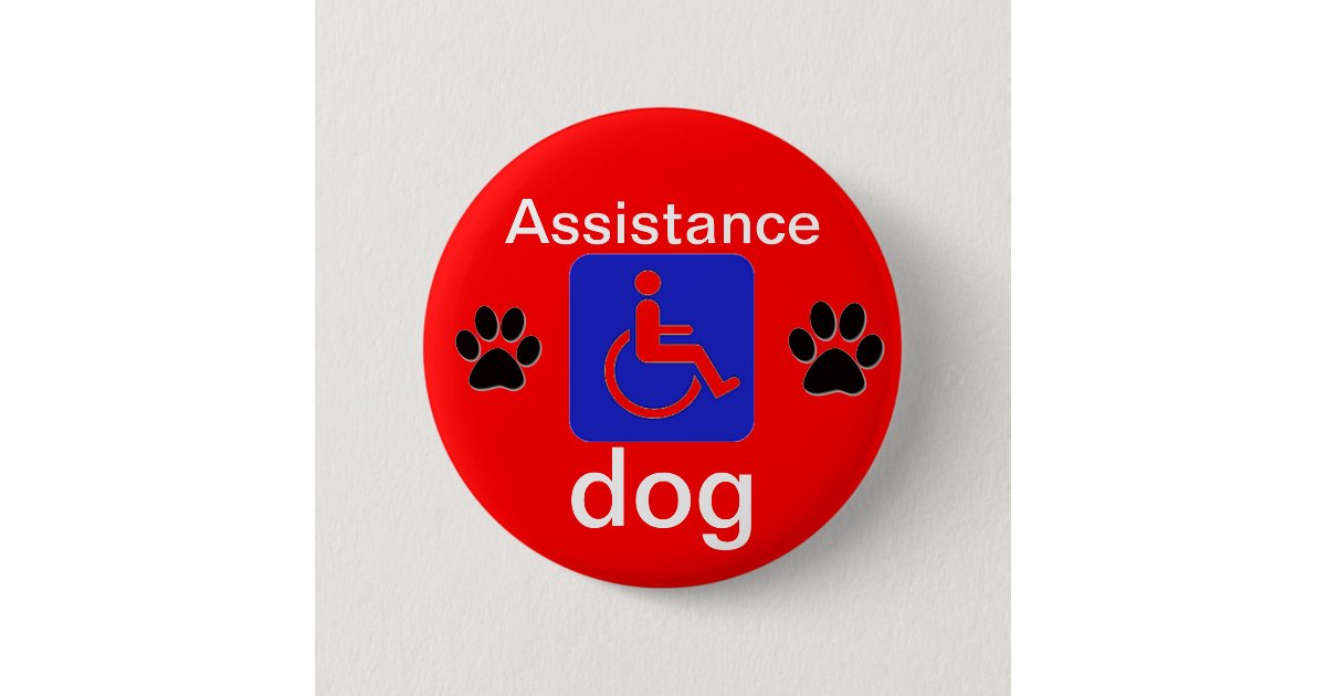 assistance dog disabled symbol with paws button | Zazzle