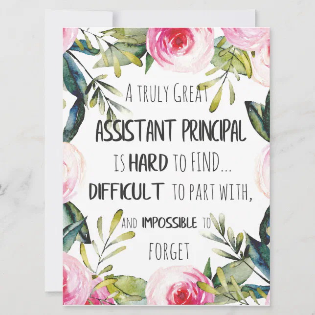 Assistant Principal Appreciation Secretary Thank Card | Zazzle