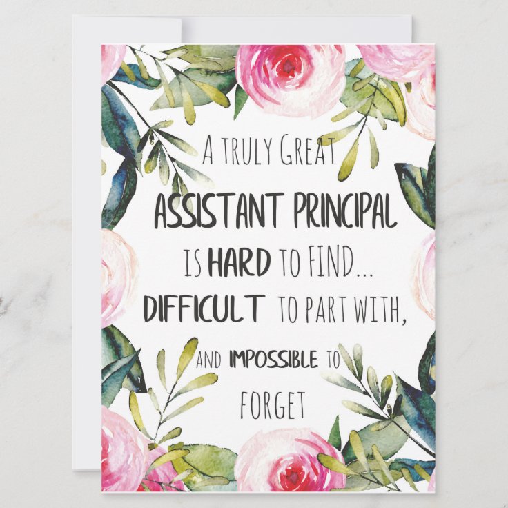 Assistant Principal Appreciation Secretary Thank Card | Zazzle
