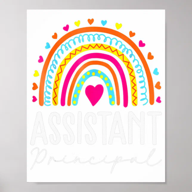 Assistant Principal Rainbow Heart Job Title School Poster | Zazzle