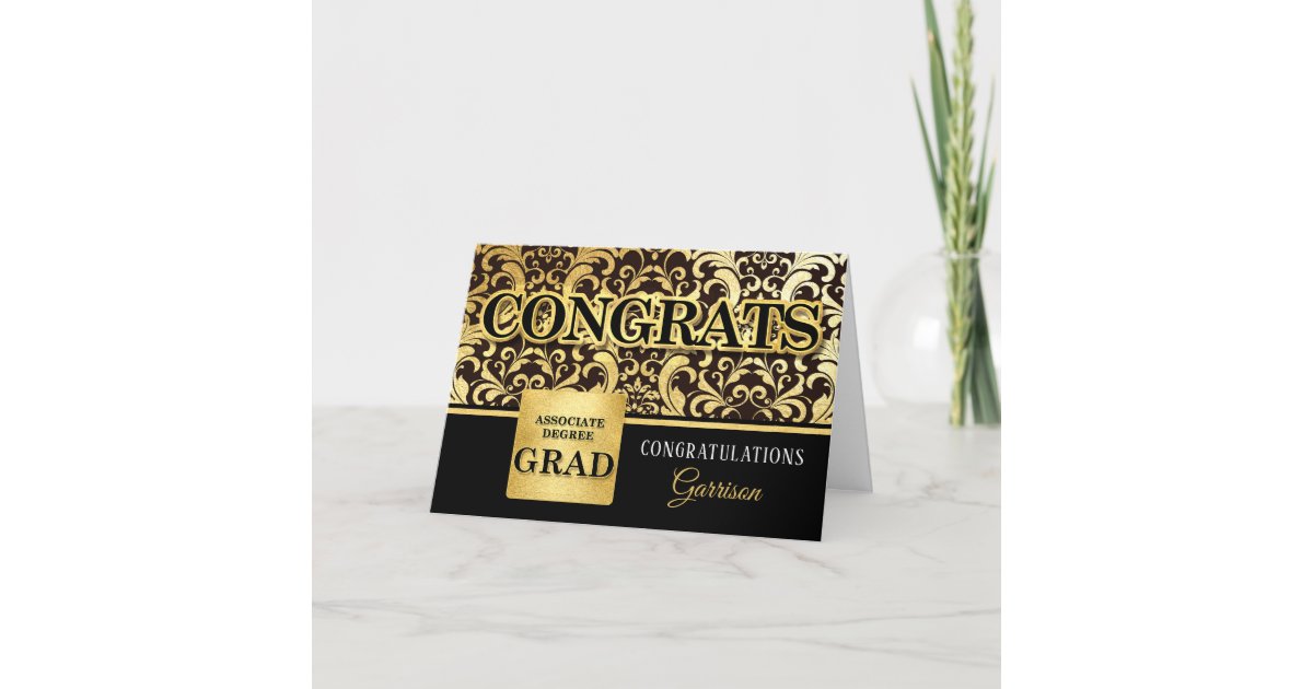 Associate Degree Graduate Faux Gold Foil with Name Card | Zazzle