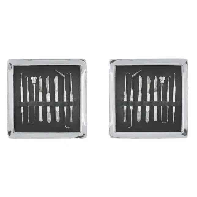 Assorted Antique Embalming Tools Silver Cufflinks | Zazzle