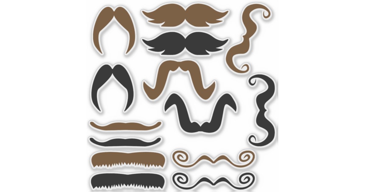 Assorted Black and Brown Mustache Sticker | Zazzle